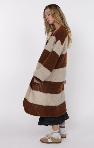 The Suki Bubble Sleeve Duster Brown/Camel Combo – B.loved